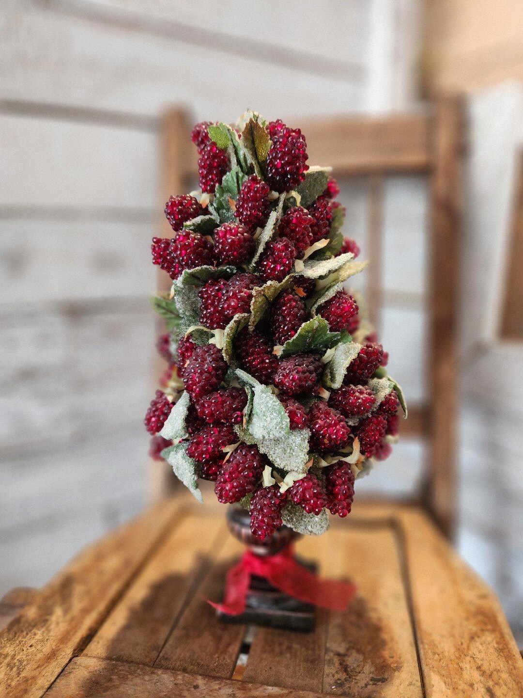 Vintage Christmas Ornament Frosted Berries Decor Urn - Etsy