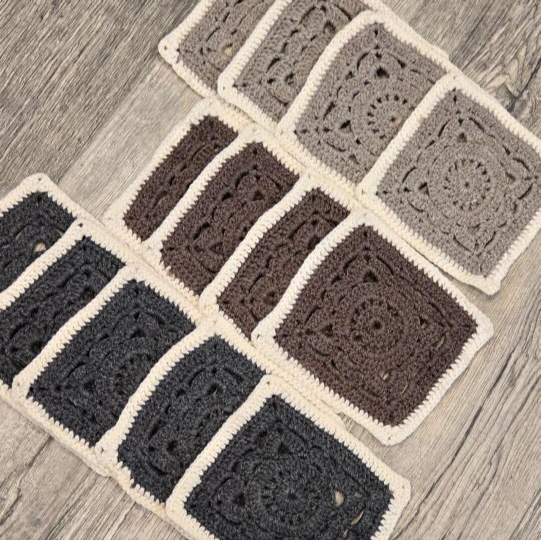Handmade Crochet Blanket Squares Set of 13 Earthy Tones 7x7 Inches Boho ...