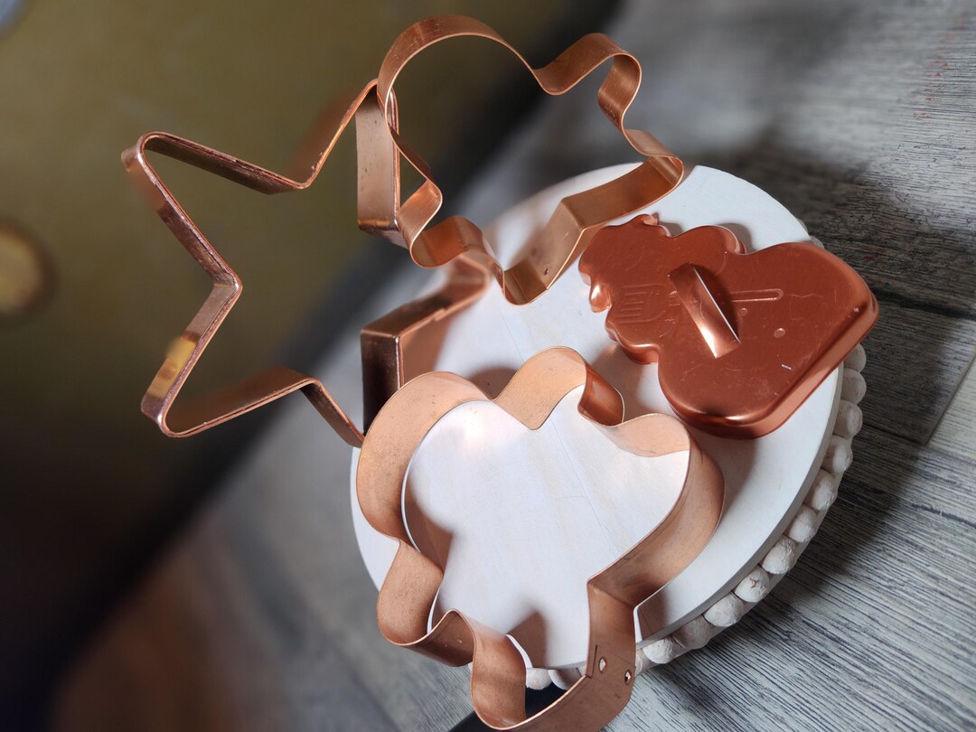 Vintage LARGE Copper Cookie Cutters, Set of 4 Retro Holiday Baking ...