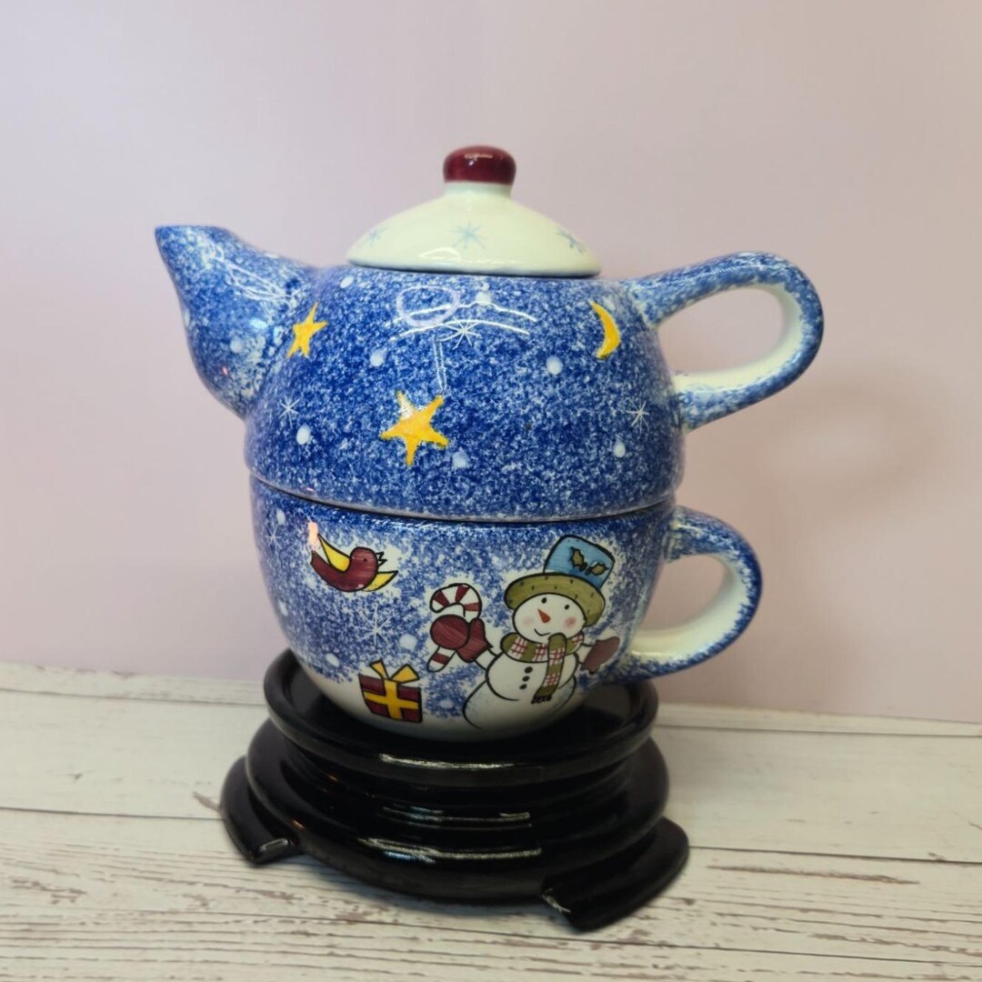 Vintage Studio Nova Snowman Stacking Teapot Lid & Cup Frosty Christmas ...