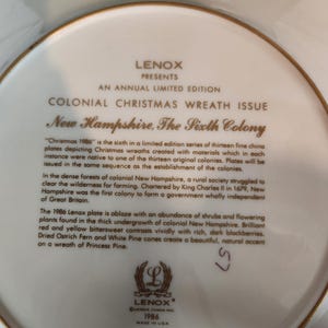 Lenox 24k Gold Limited Edition Colonial Christmas Wreath Series Plate ...