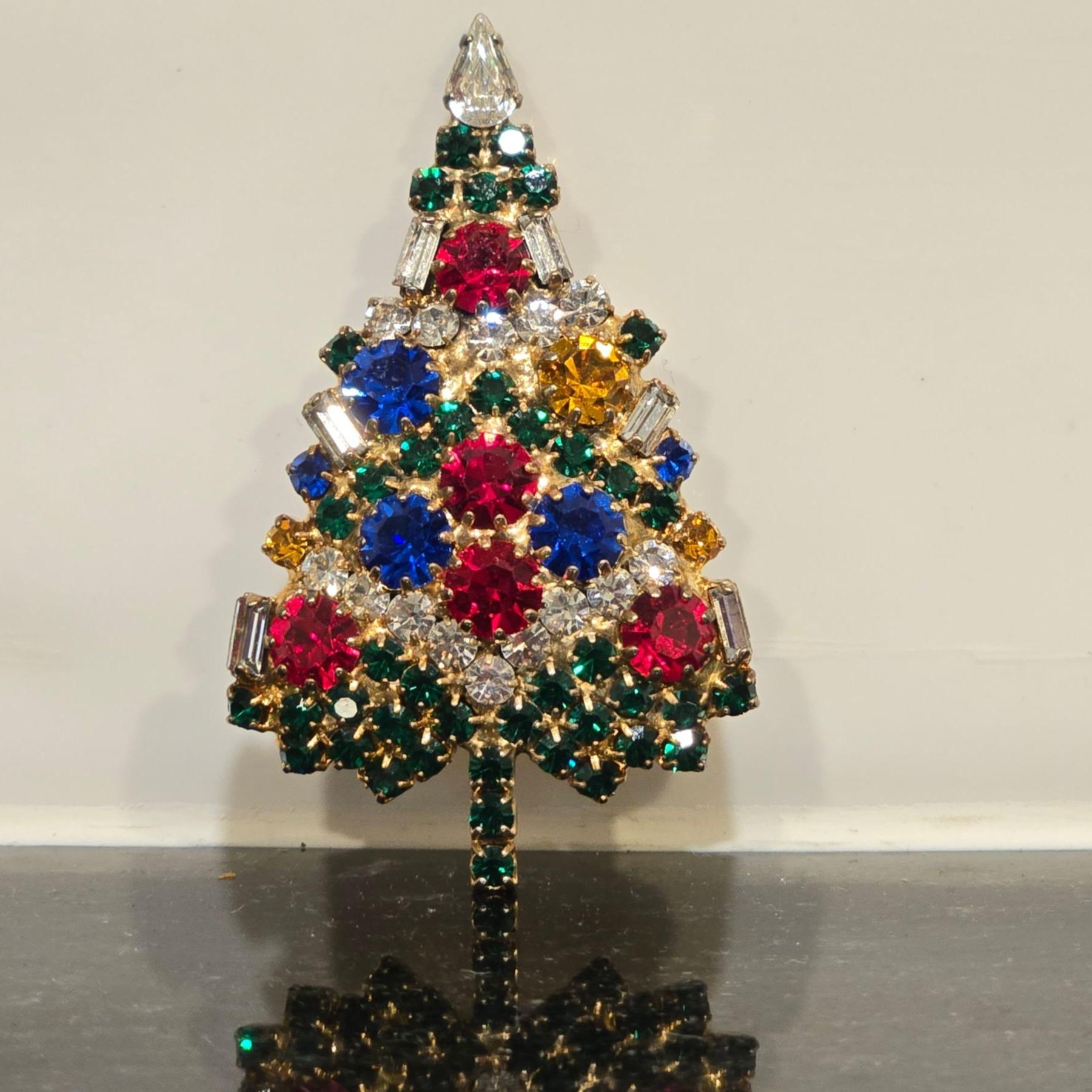 Vintage Eisenberg Ice Brilliant Christmas Tree Brooch Pin Collectors ...