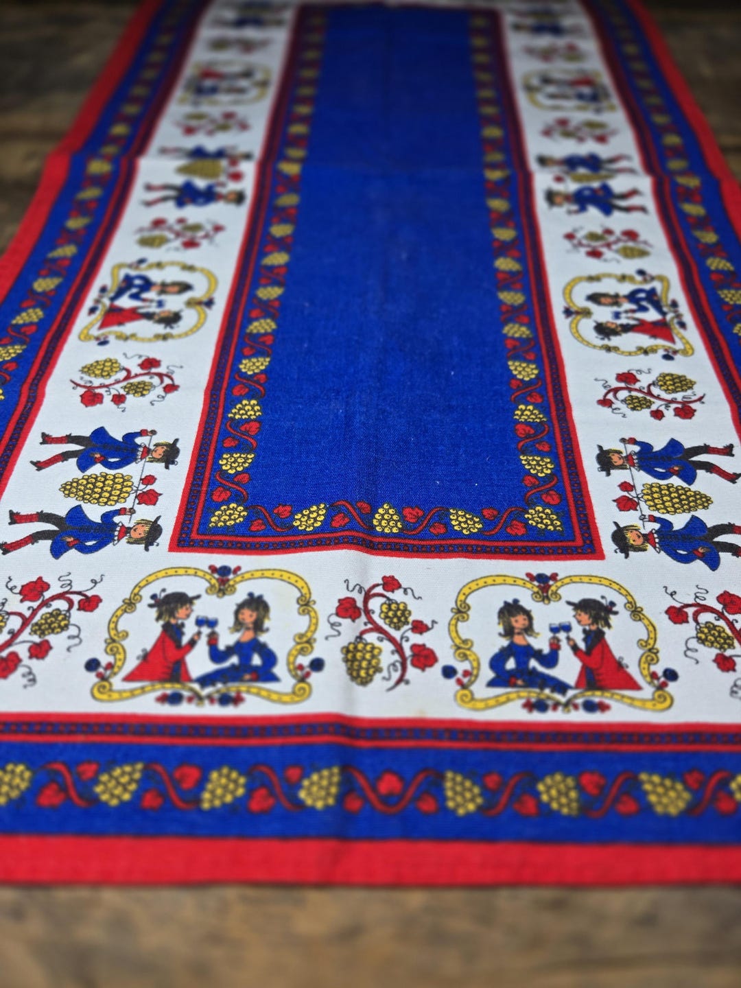 Vintage Kolf Austrian Folk Art Table Runner, 100% Cotton, Large, Bright ...