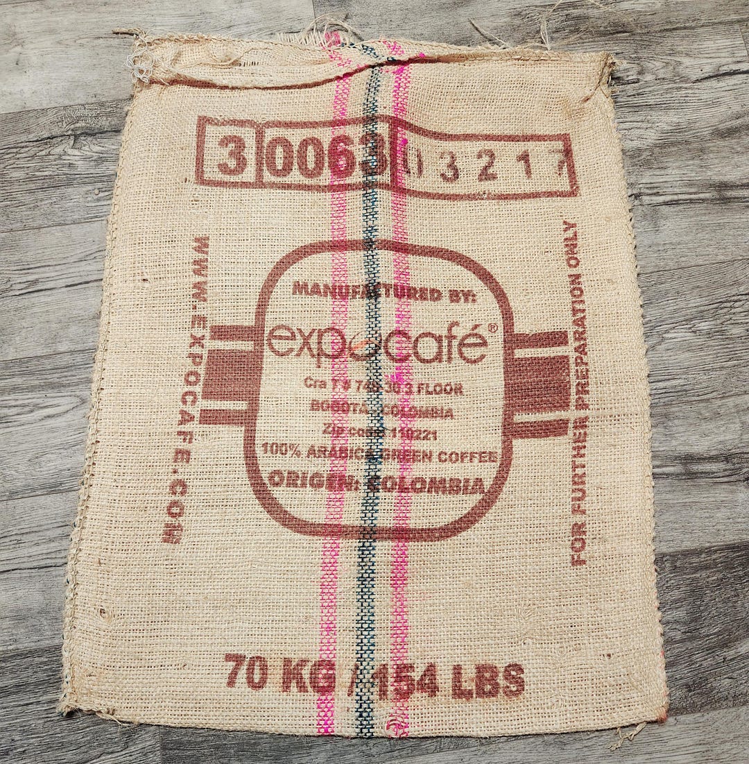 Large Neon Bold Jute, Coffee Bean Burlap Bag, Craft Fabric, Bold ...