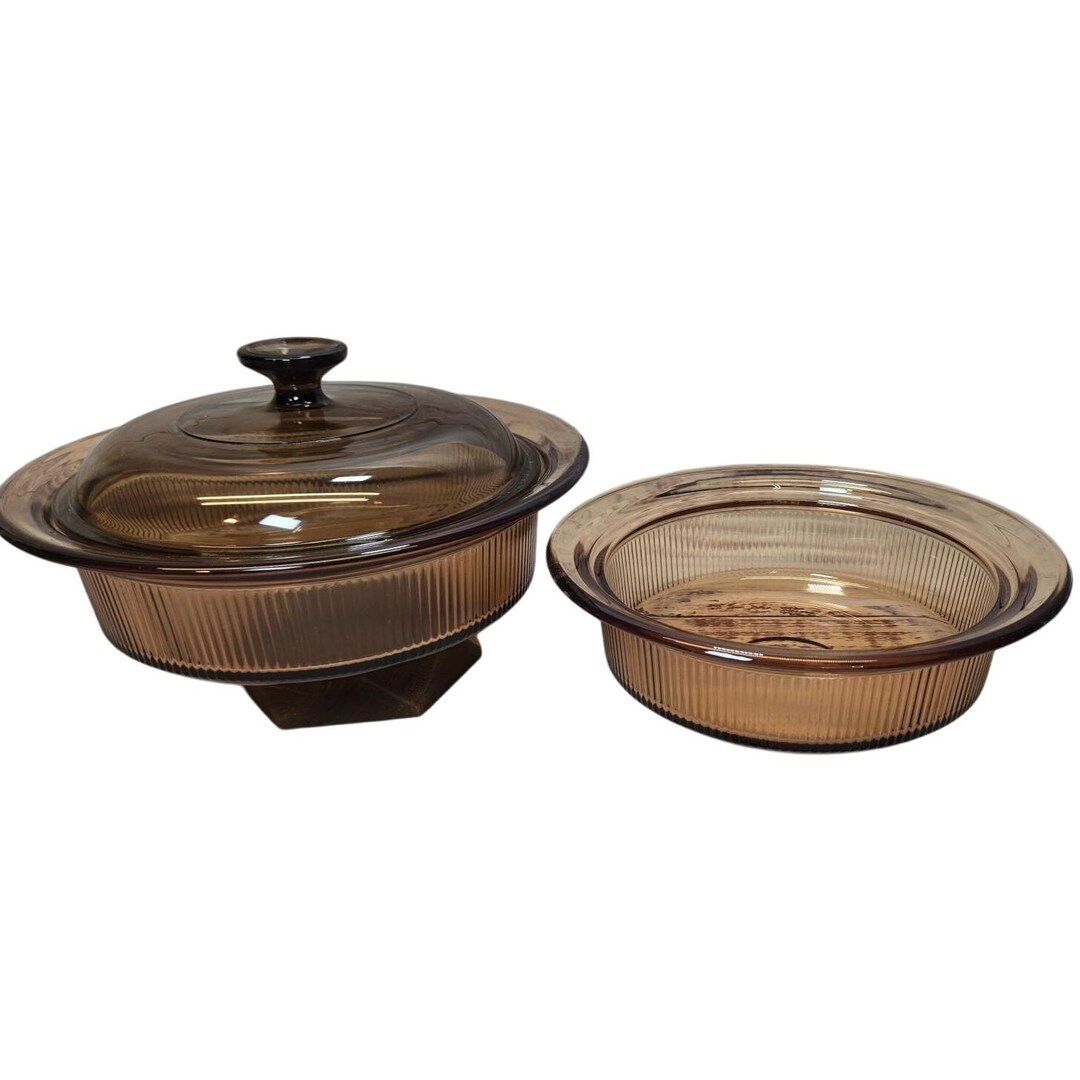 Amber Pyrex 3 Pc Set 1.5 L/ 1.0 L Casserole Dish With Lid Visonsware ...