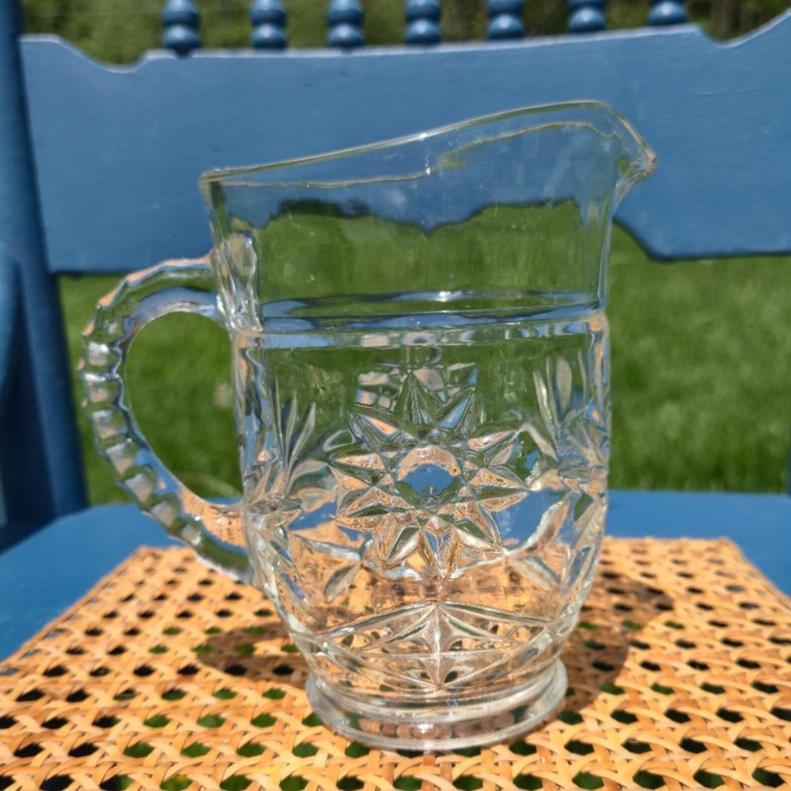 Vintage "star of David" Early American Pressed Glass Small Juice ...