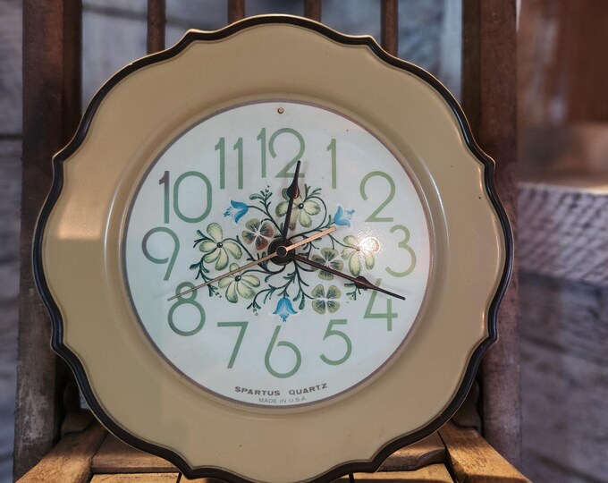 Spartus Quartz Retro Clock, Vintage Flowers, Clock Works - Etsy