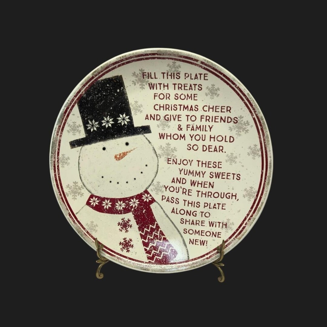 Snowman Christmas Giving Plate Holiday Party Platter Primitives by ...