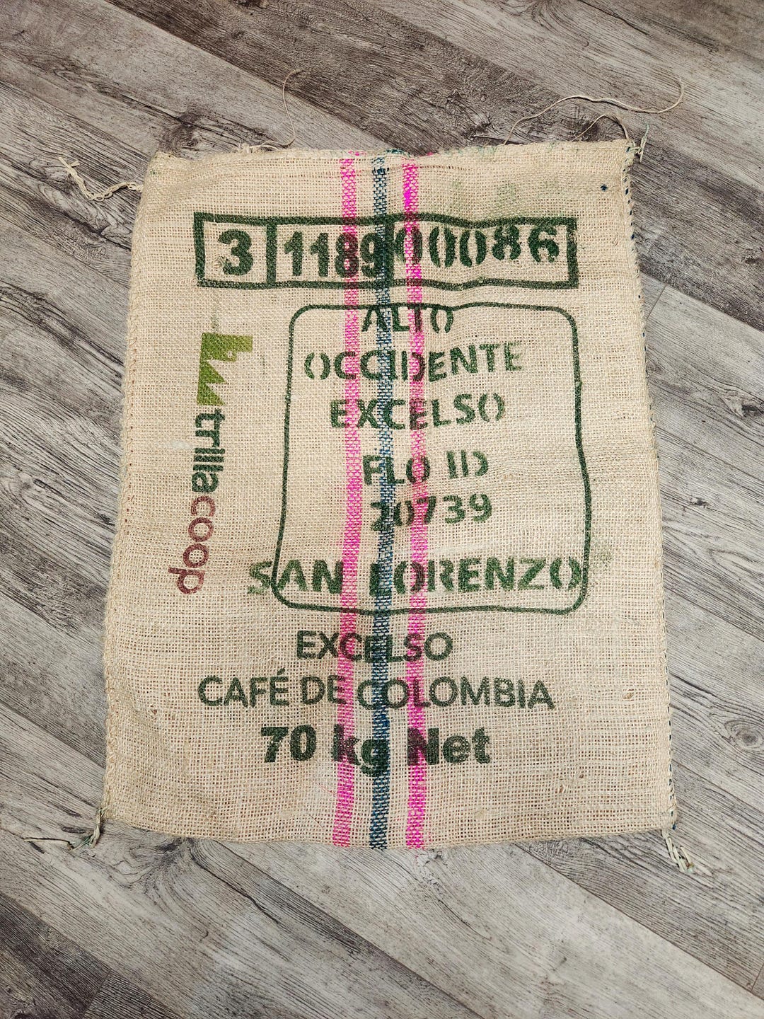 Large Neon Bold Jute, Coffee Bean Burlap Bag, Craft Fabric, Bold ...