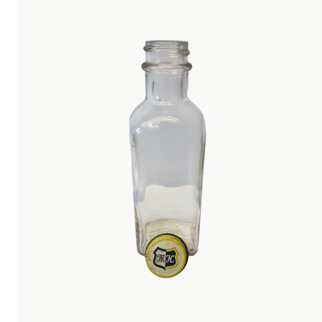 Vintage Marion Kay Glass Flavor Bottle: Square Design, Yellow Cap - Etsy