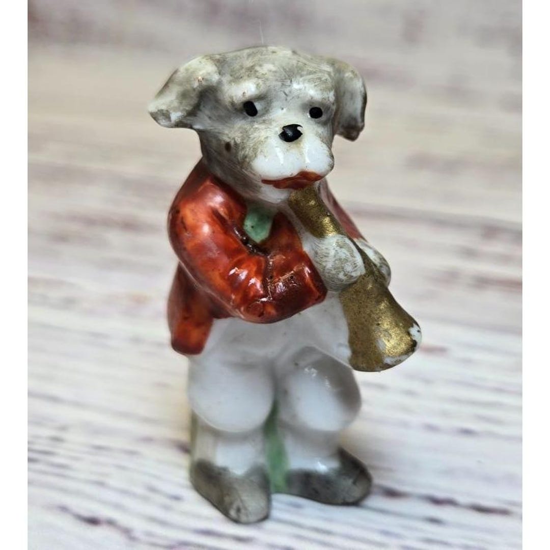 Vintage Anthropomorphic Dog Playing Instruments Figurine Ceramic Dog ...