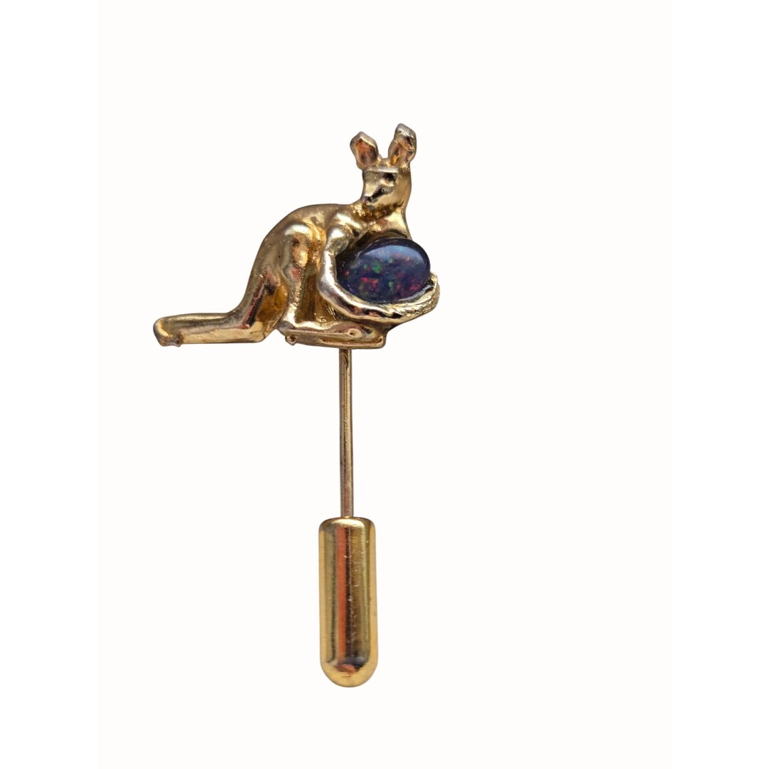 Vintage Australian Opal Kangaroo Stick Pin - 18k Gold Clad - Etsy