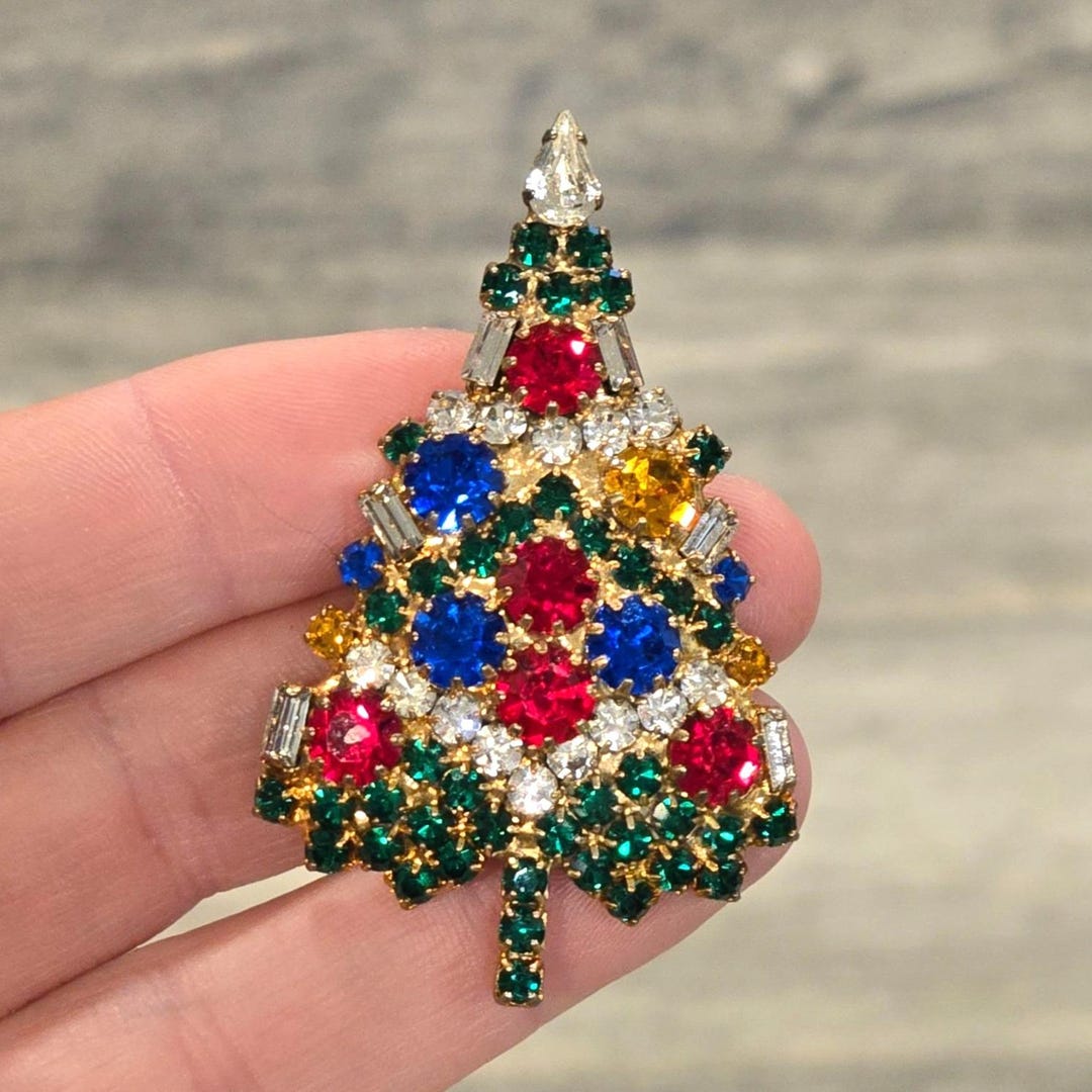 Vintage Eisenberg Ice Brilliant Christmas Tree Brooch Pin Collectors ...