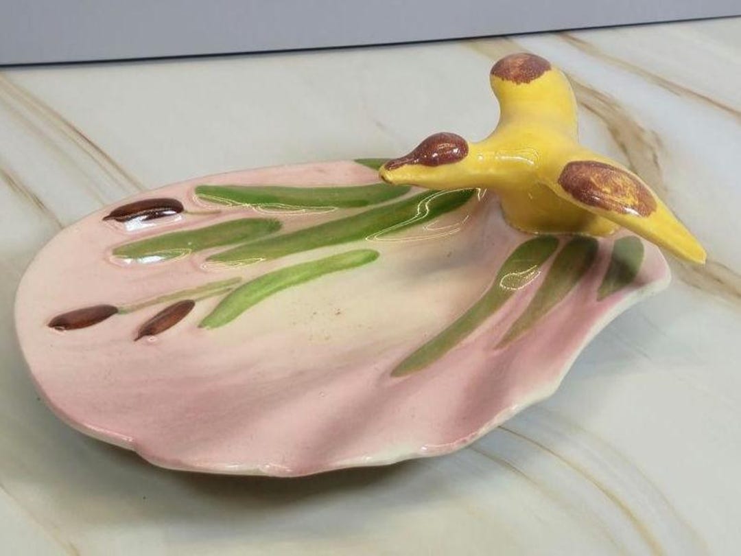 Antique Mallard Duck Cattails Zanesville Ohio Pottery Trinket Dish ...