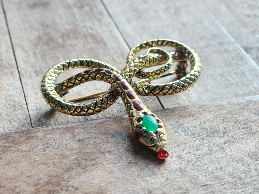 Vintage Metropolitan Museum of Art MMA Snake Brooch Enamel Jade Ruby ...