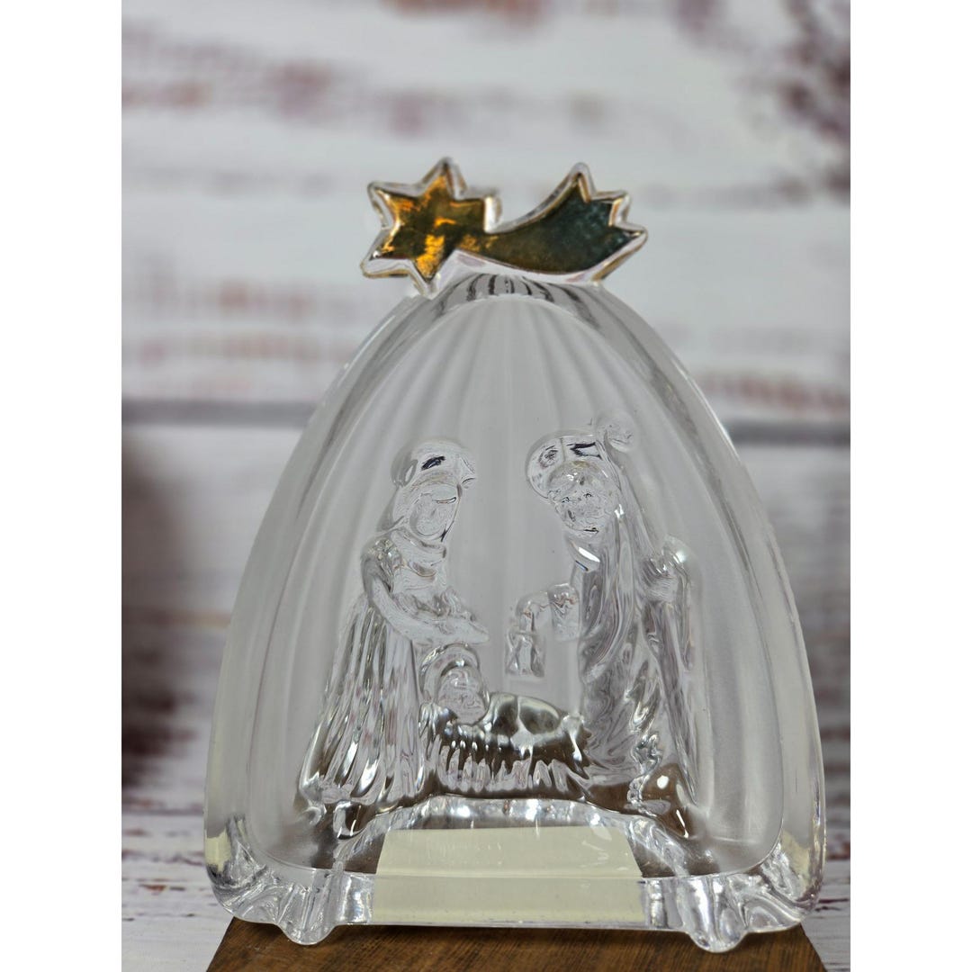 Mikasa Golden Stars Crystal Nativity Scene 5", Vintage Christmas ...