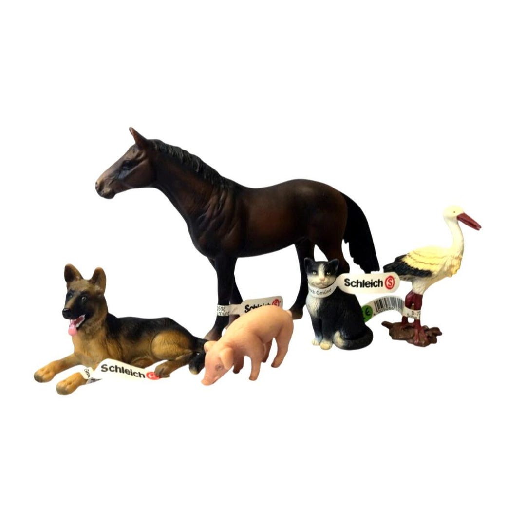 NWT Vintage Schleich Farm Animals Lot Retired Horse Dog Cat Stork 1994 ...