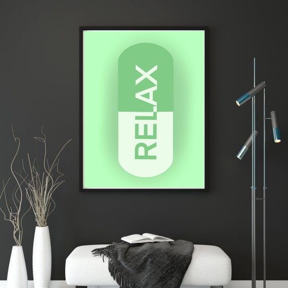 Relax Pill Art Print Set of 2 Pill Wall Art Decor Relax Pop - Etsy