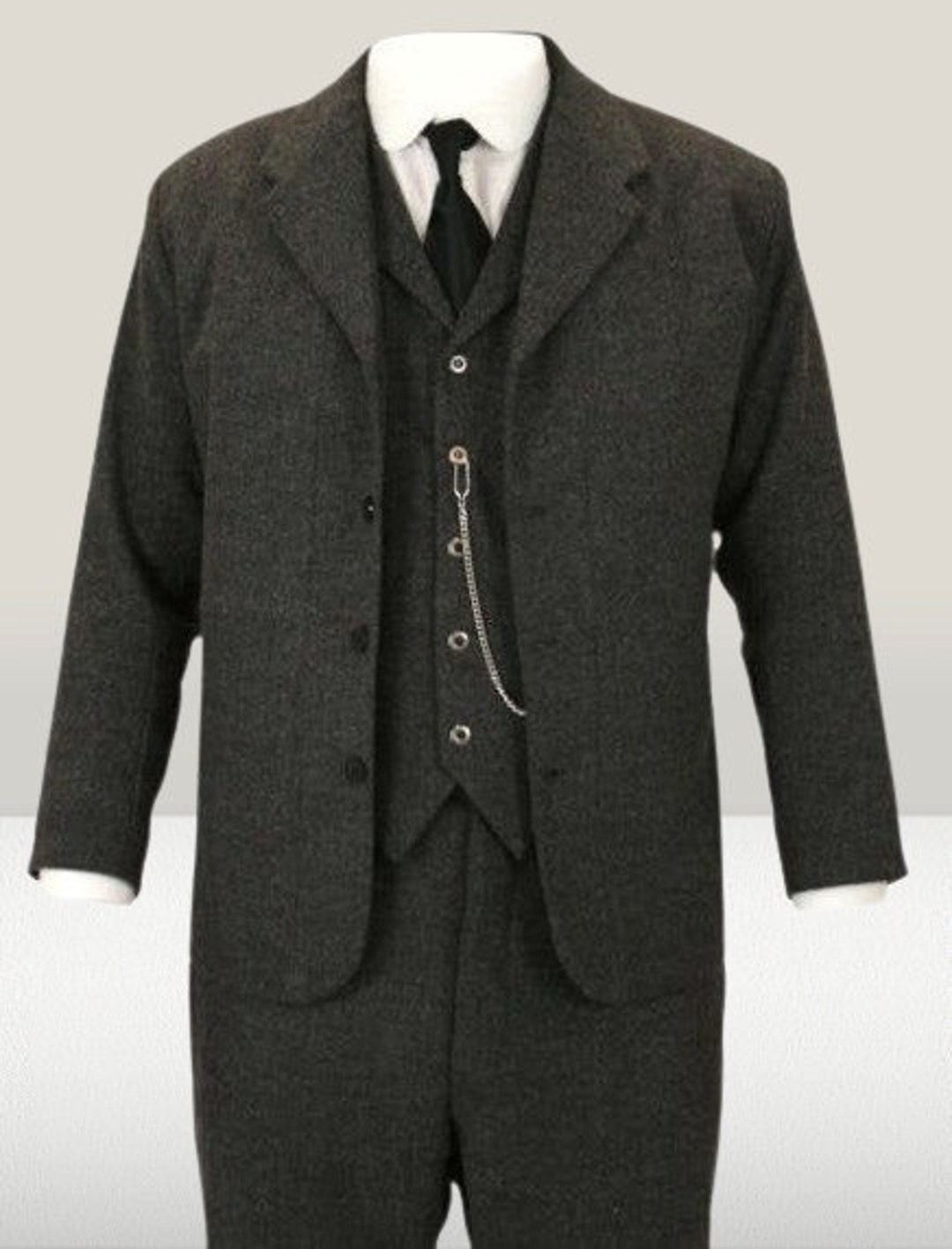 Men's Grey Wool Sack Coat 1920s Victorian 3 Piece Suit Gentlemen's Suit ...