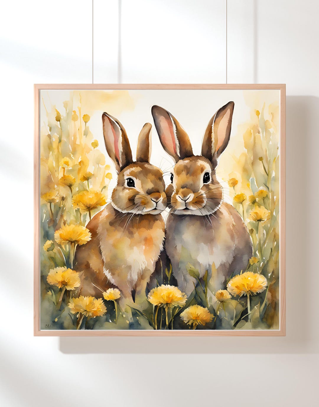 Easter Bunny Wall Decor, Cute Rabbit Nursery, Spring Dandelion Art ...