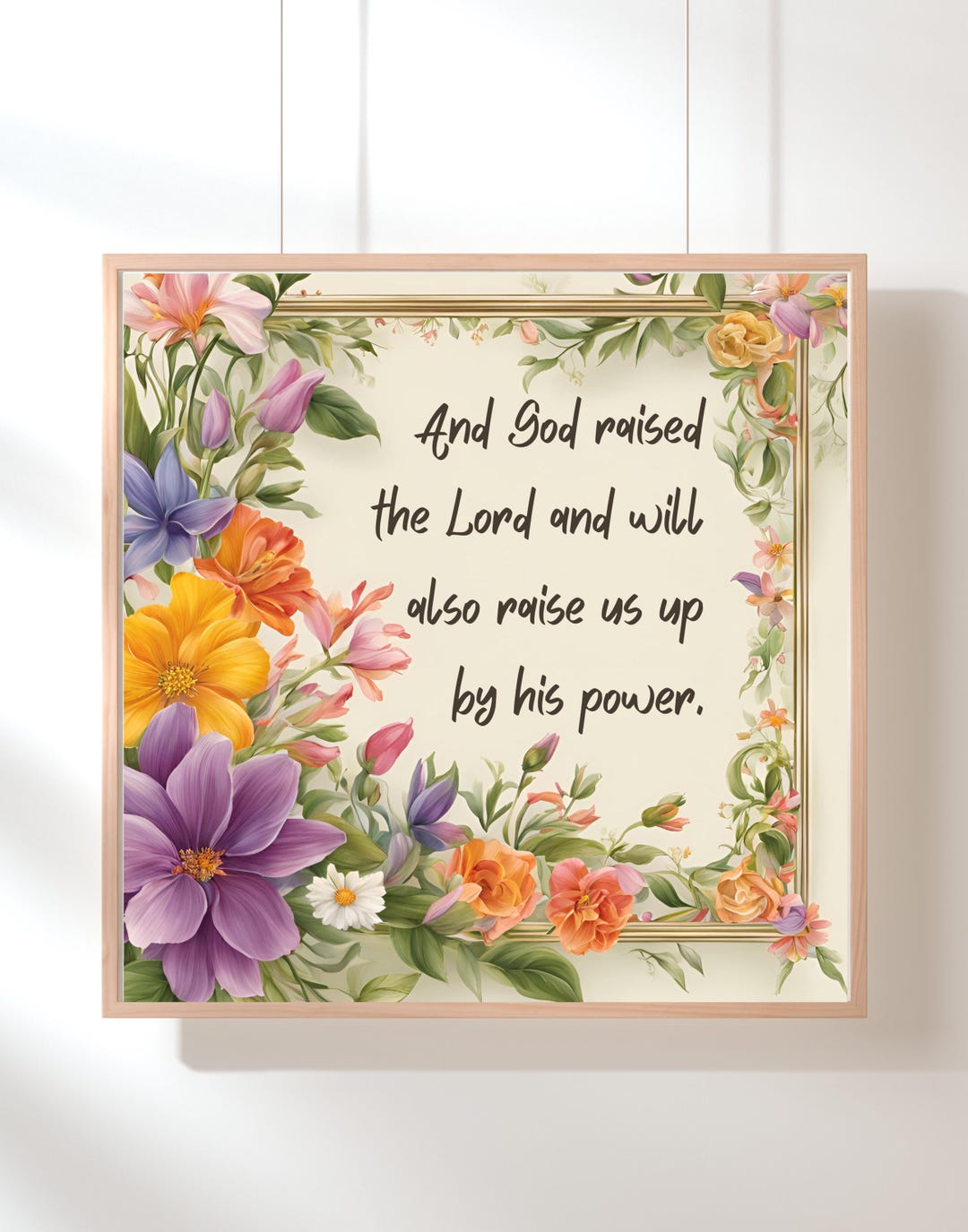 Religious Jesus Floral Border Poster, Christian Cute Wall Art Decor ...