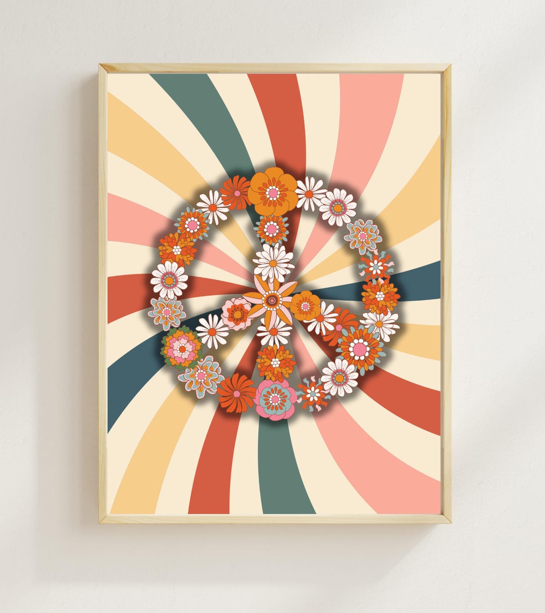 Vertical Peace Sign Poster, Retro Wall Art Decor for Living Room, Matte ...