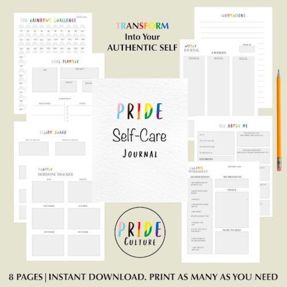 LGBTQ Self-care Pride Journal Printable Planner Bundle - Etsy