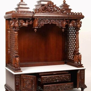 Wooden Temple 72" Large Solid Teakwood Hand Crafted Beautiful White ...