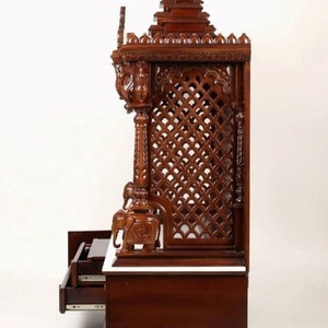 Wooden Temple 72" Large Solid Teakwood Hand Crafted Beautiful White ...