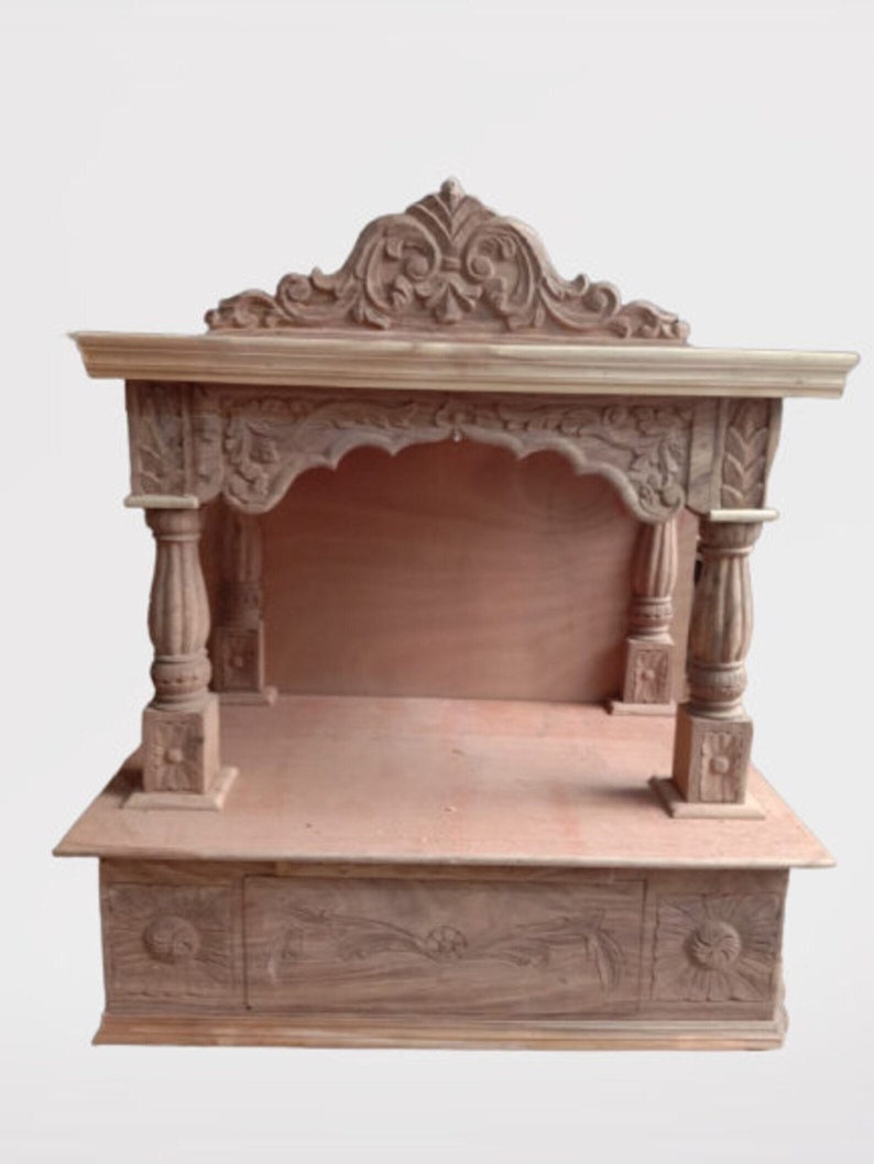 Wooden Temple Solid Teak Wood Hand Carved Traditional Unique Design ...