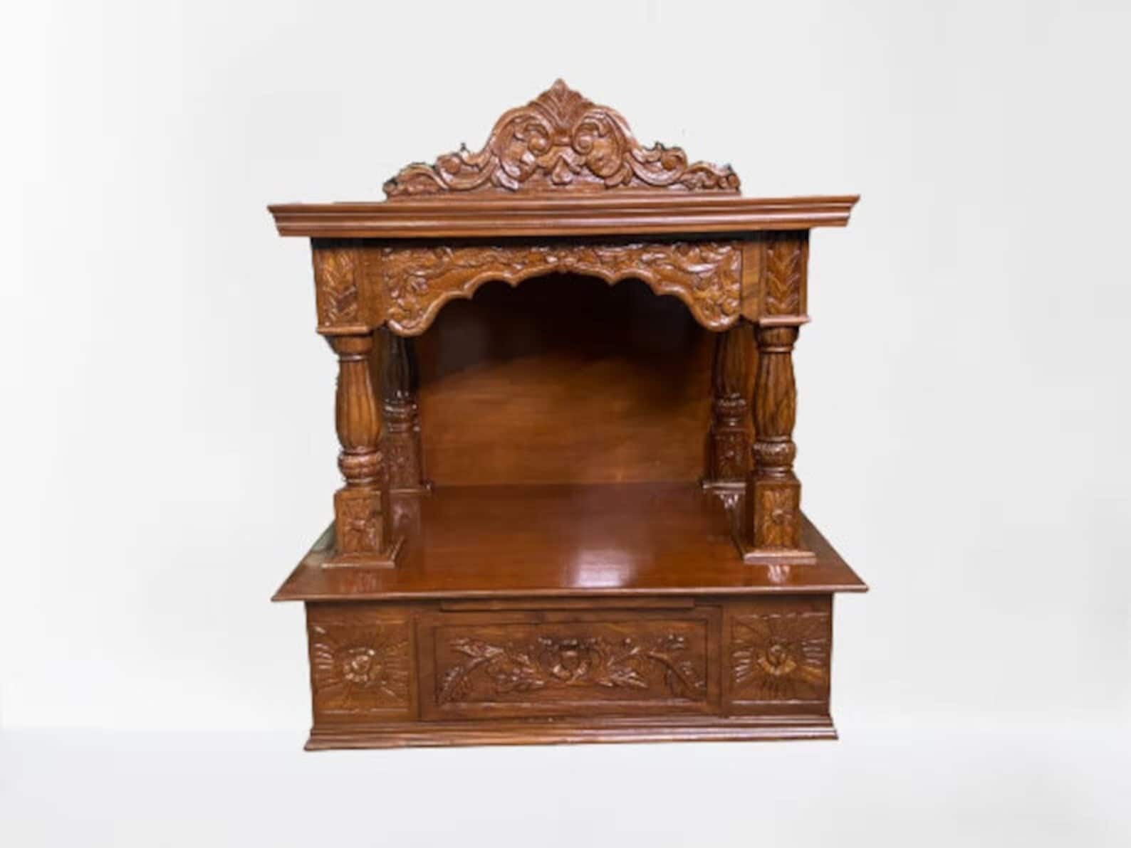 Wooden Temple Solid Teak Wood Hand Carved Traditional Unique Design ...