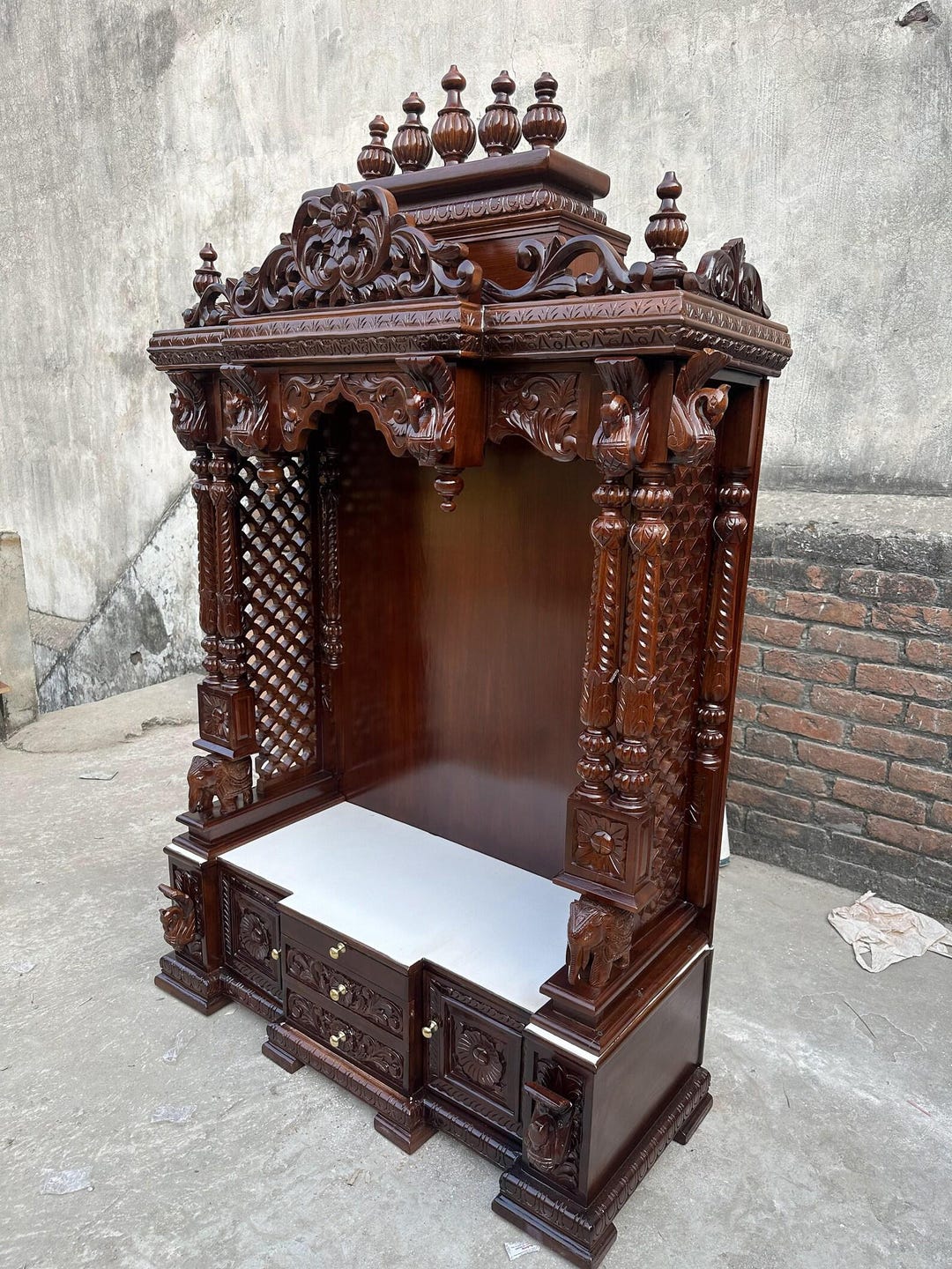 65 Height Width 45 Depth 18 Handmade Wooden Temple, Wooden Mandir, Home ...