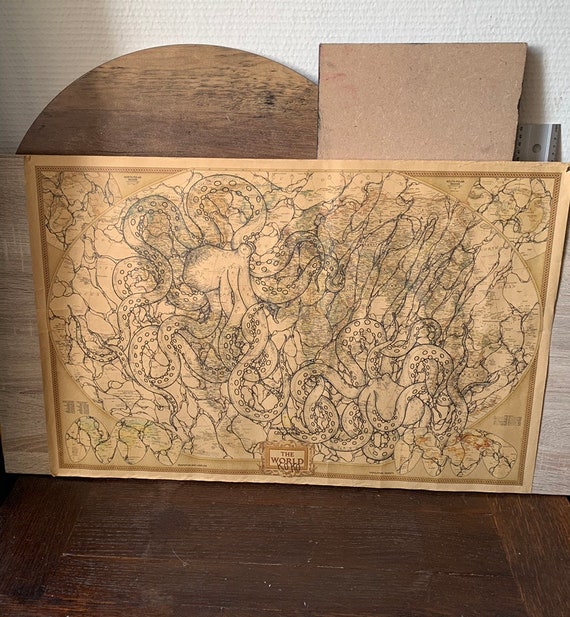 Antique World Map With Drawings Of Kraken Kraken Hi Res Stock