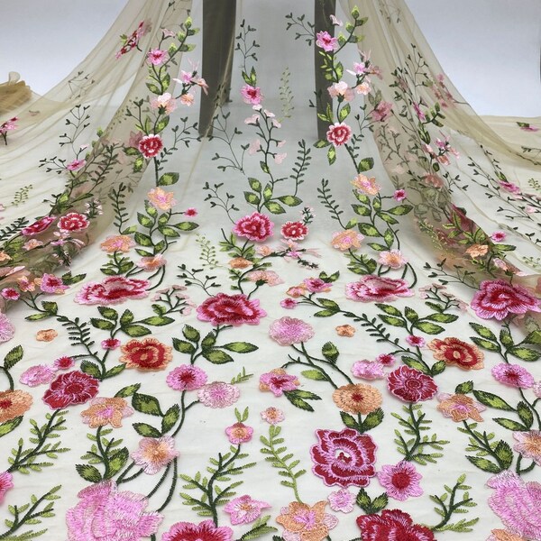 Embroidered Sheer Fabric - Etsy