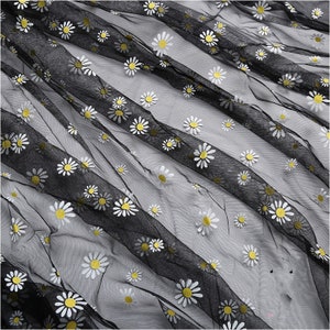 Daisy Lace Fabric, Daisy Print Tulle Mesh Lace Fabric, for Princess ...
