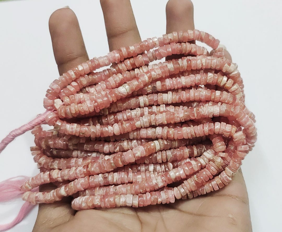 Rhodochrosite Smooth Heishi Beads Strand, Pink Stone Disc Beads for ...