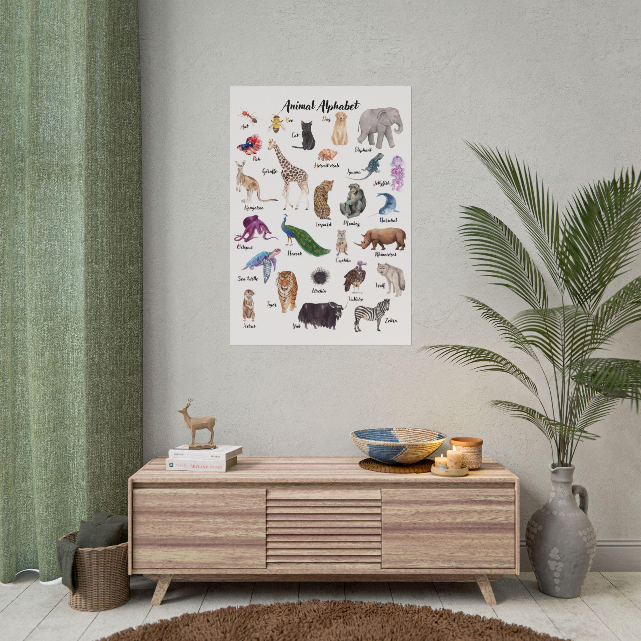 Rolled Poster, Alphabet Chart With Animals A to Z for Nursery, Kids ...