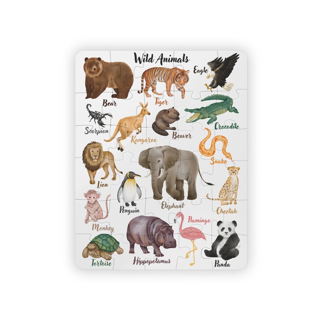 Wild Animals Kids Puzzle, 30-piece - Educational Toy, Birthday Gift for ...