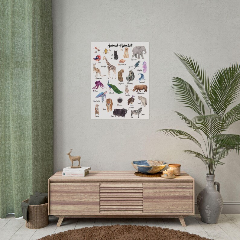 Rolled Poster, Alphabet Chart With Animals A to Z for Nursery, Kids ...