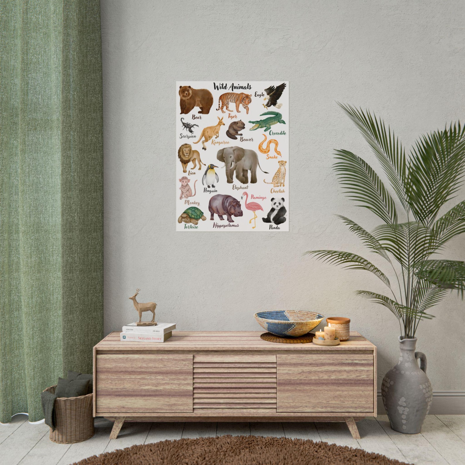 Printable Poster, Wild Animals, Classroom Decor, Kids Room Wall Art ...