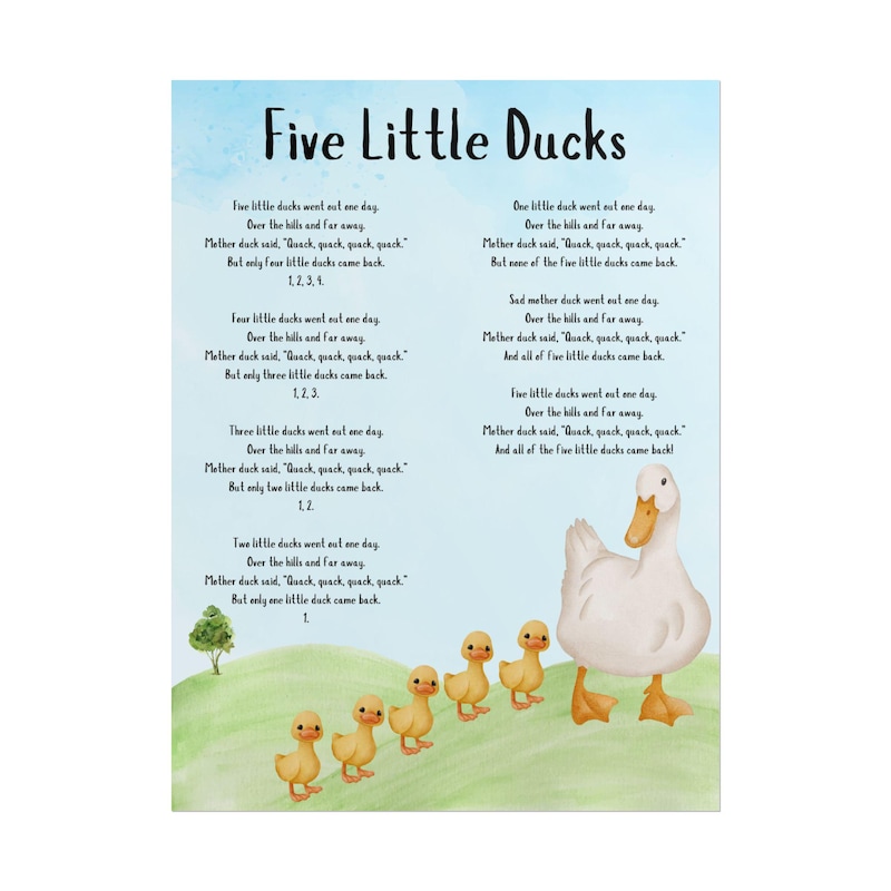 Printable Rhyme Five Little - Etsy