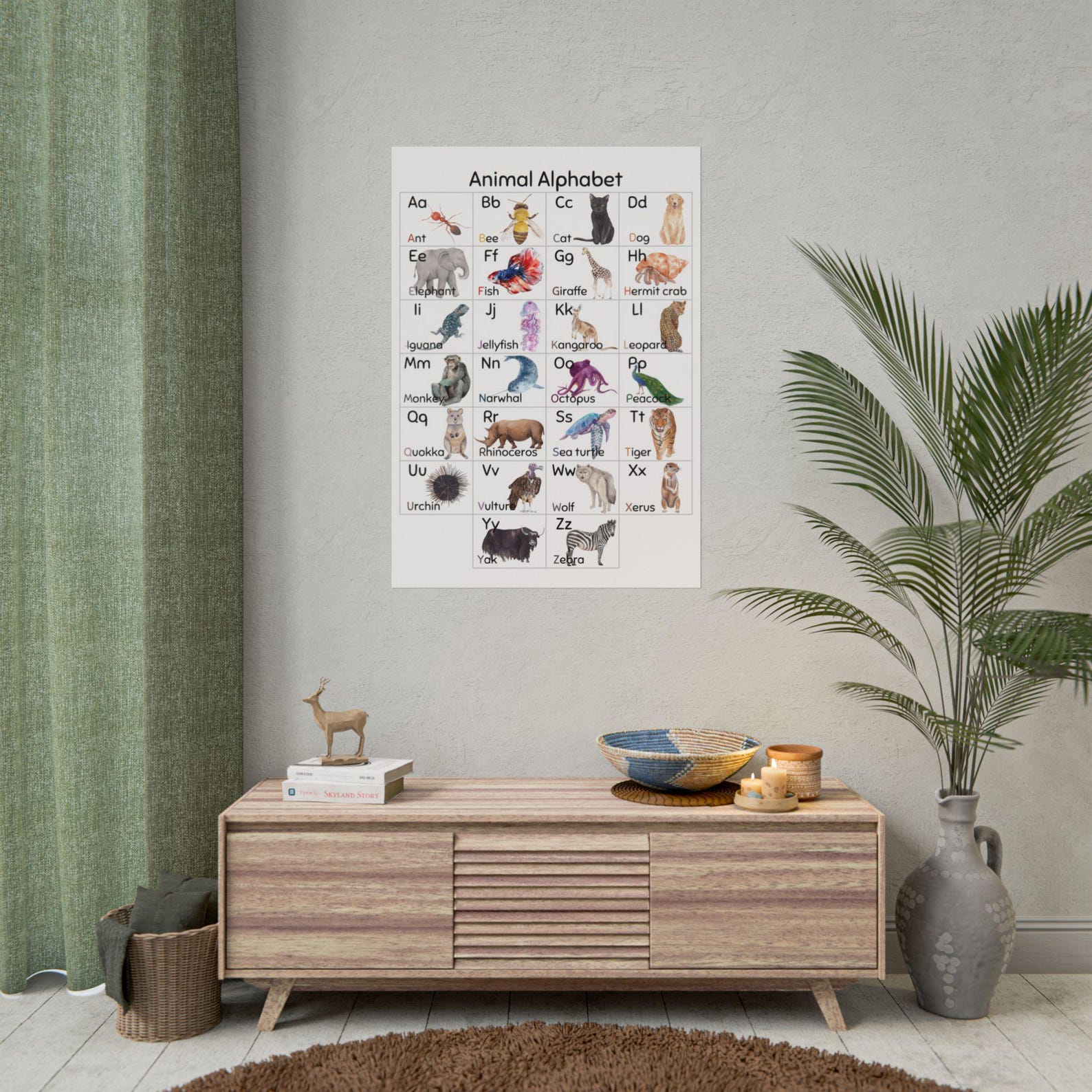 Printable Poster, Alphabet Chart With Animals A to Z for Nursery, Kids ...