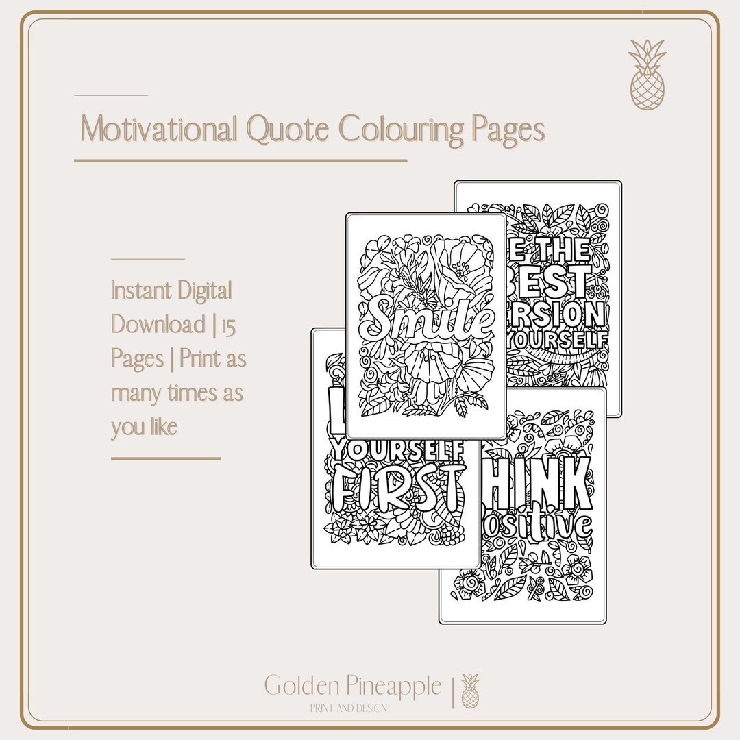 Motivational Quotes Colouring Pages | 15 Pages | Adult Colouring | Teen ...