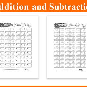 Timed Test Math Addition Printable 98 Practice Sheets Single and Double ...