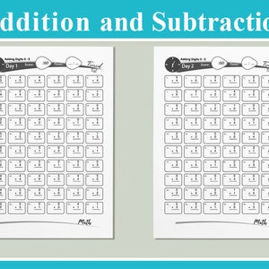 Timed Test Math Addition Printable 98 Practice Sheets Single and Double ...