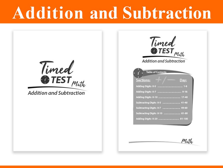 Timed Test Math Addition Printable 98 Practice Sheets Single and Double ...