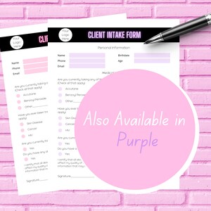Editable Client Intake Form Pink Beauty Salon Consent Form - Etsy Canada