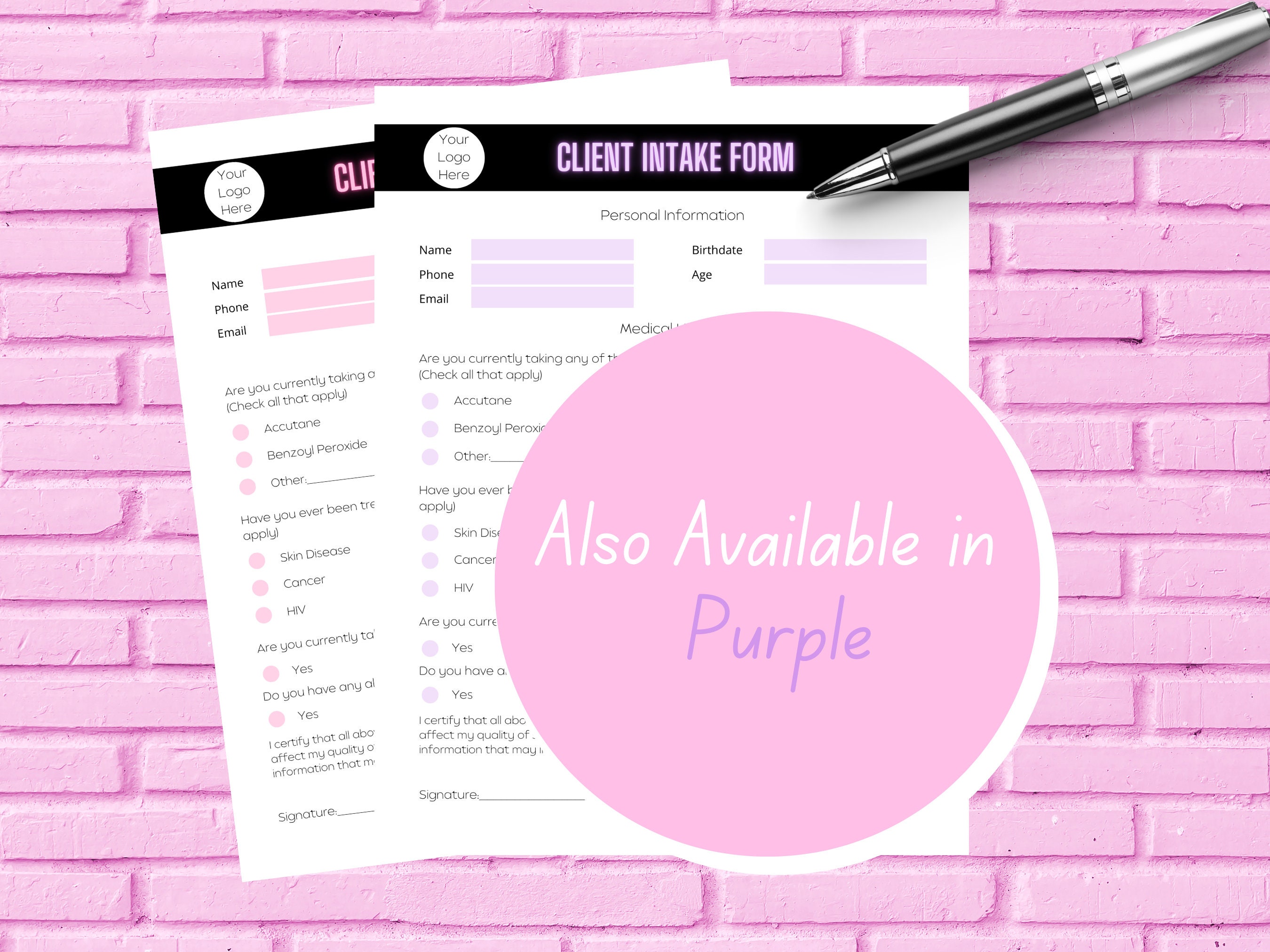 Editable Client Intake Form Pink Beauty Salon Consent Form - Etsy Canada