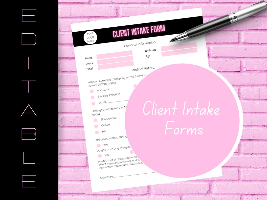 Editable Client Intake Form Pink Beauty Salon Consent Form - Etsy Canada