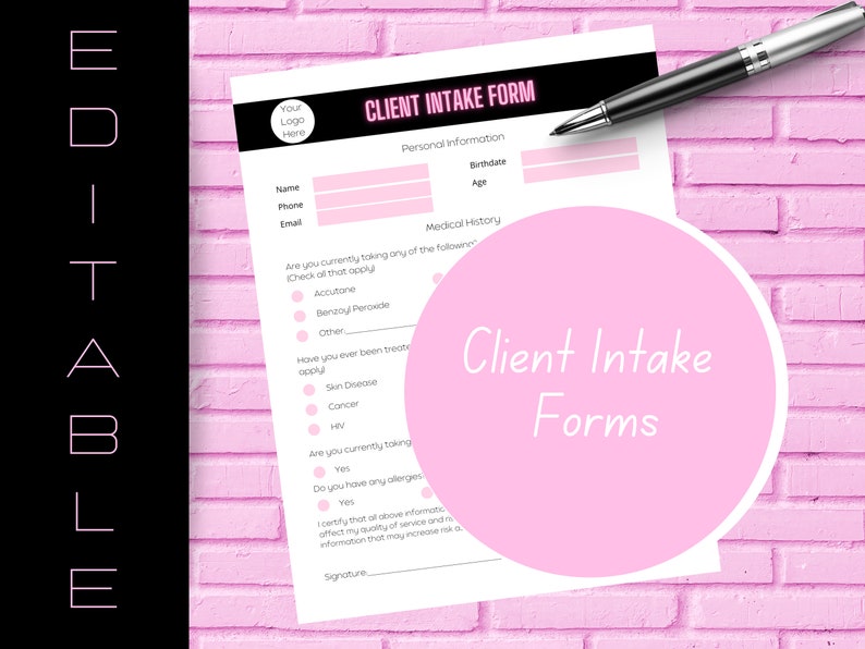 Editable Client Intake Form Pink Beauty Salon Consent Form - Etsy Canada